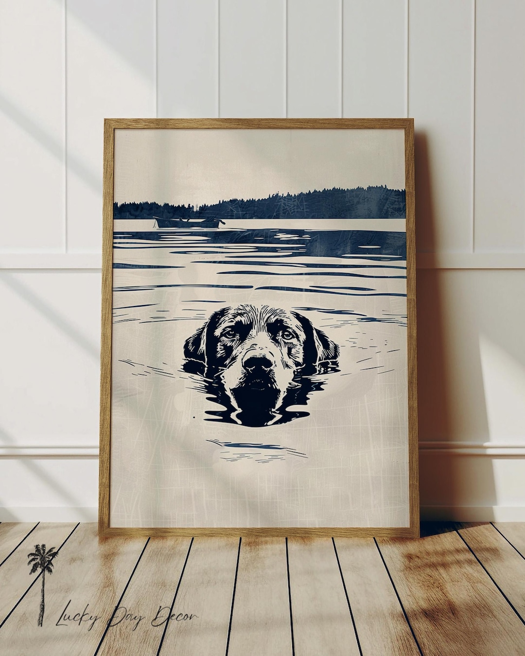 Labrador Retriever Swim | Happy Water Dog Print | Lake Water Pup Art ...