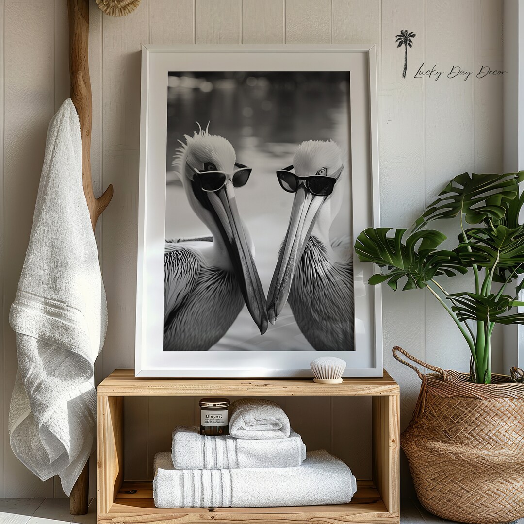 Pelican Swagger in Shades Funny Poolside Pelicans Whimsical Preppy ...