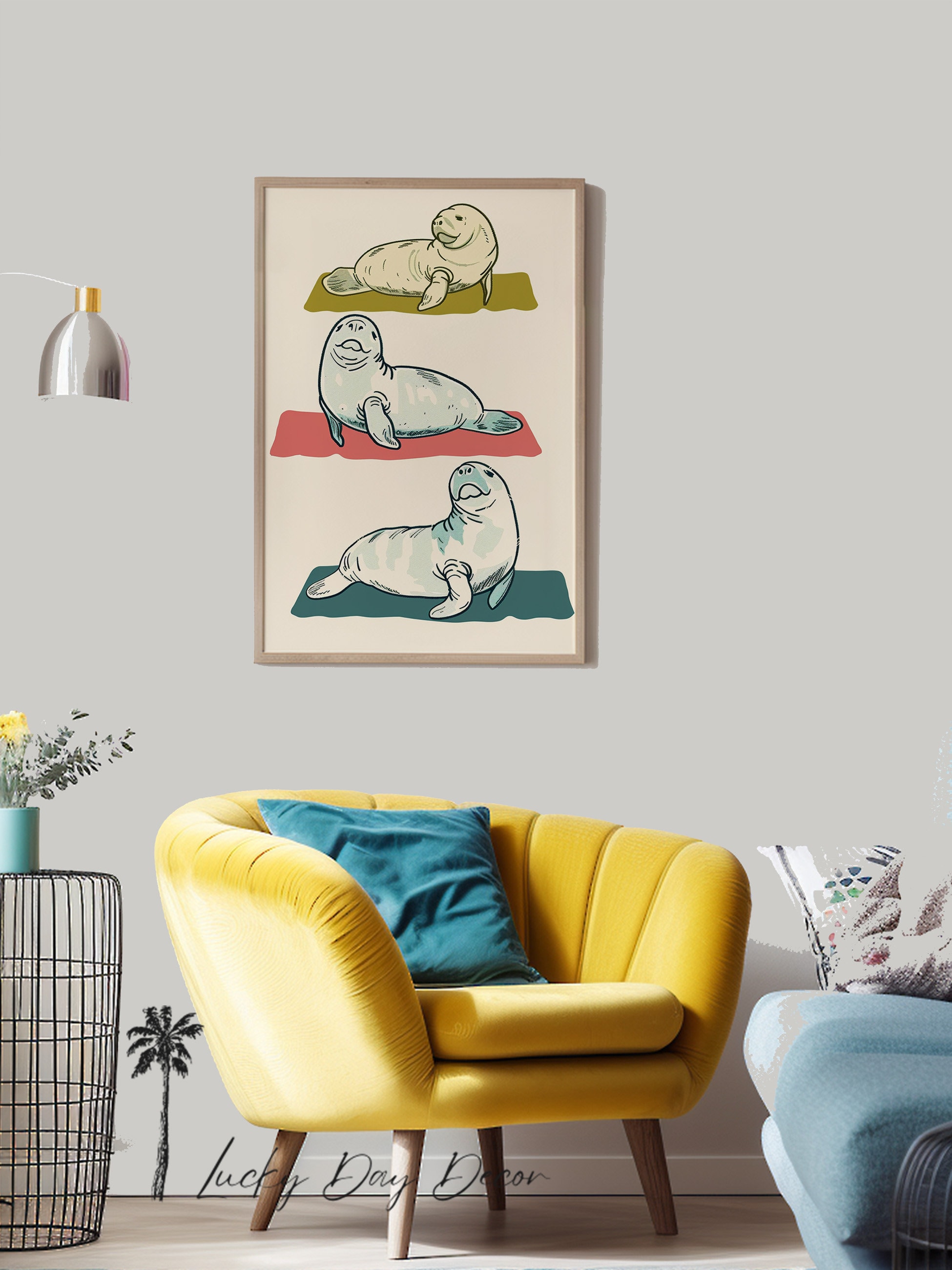 Sea Cow Yoga Poses Whimsical Manatees Stretching Sea Cows Exercising ...