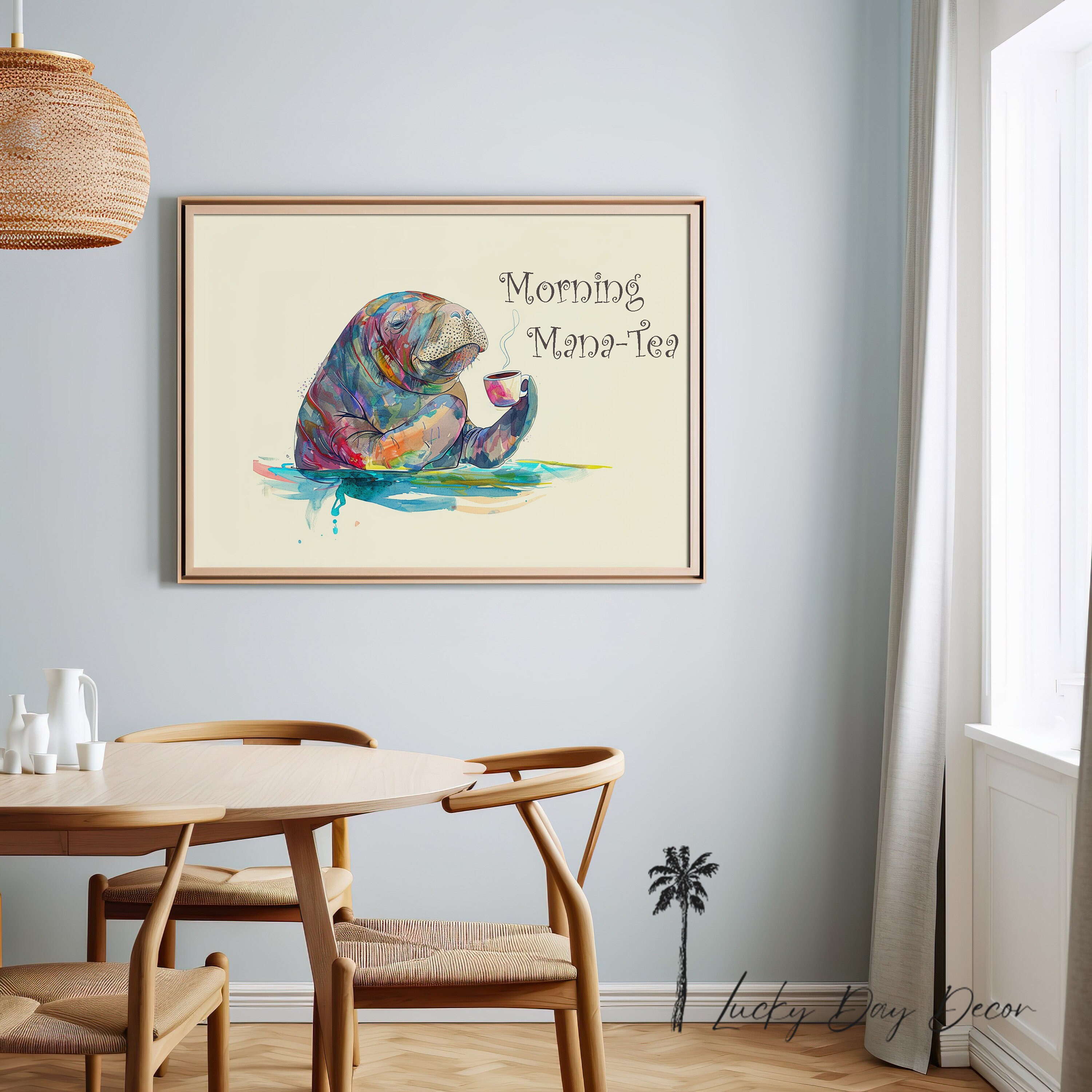 Morning Manatea Humorous Sea Cow manatee Kitchen Print Sea Life Lovers ...