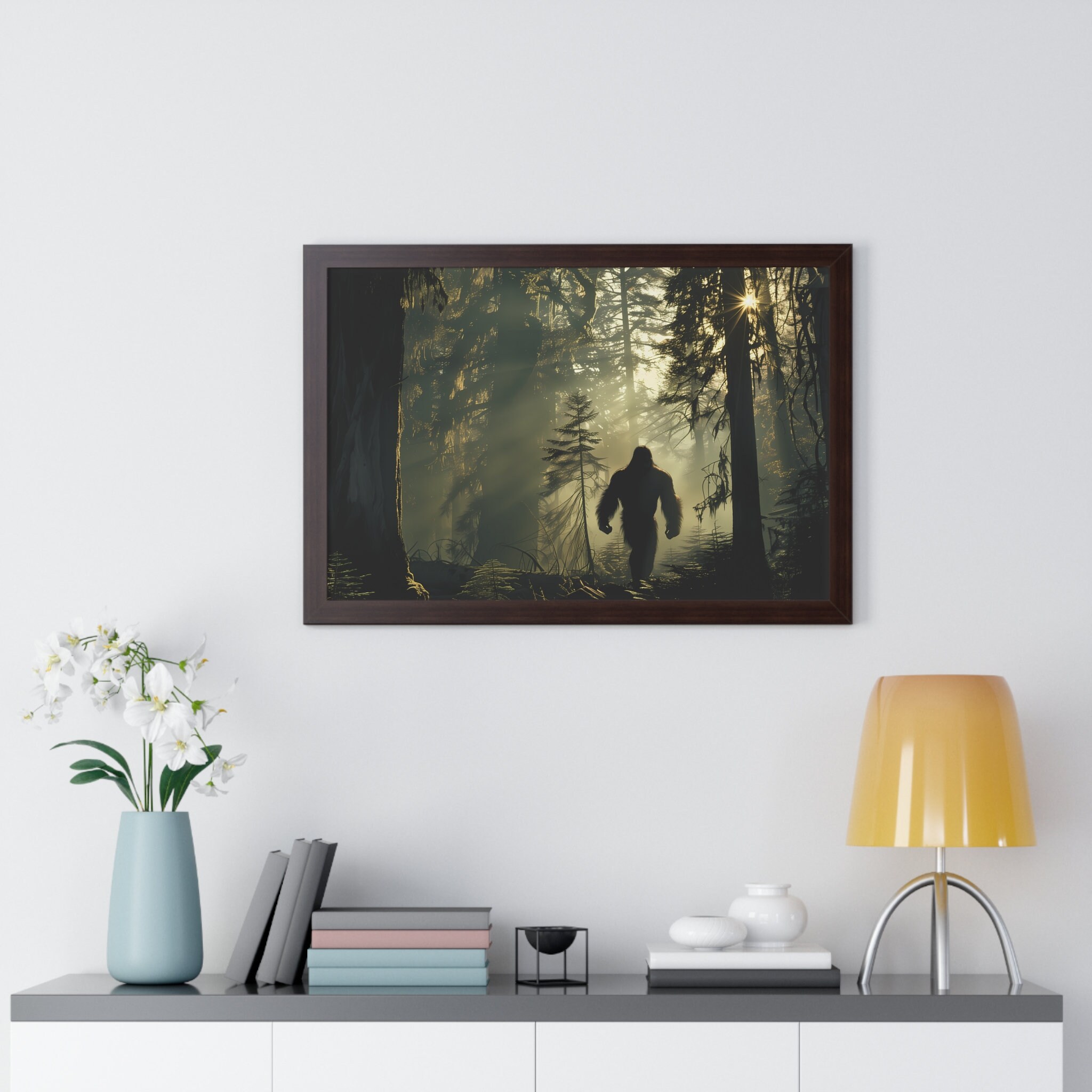Bigfoot Framed Horizontal Poster: Gift for Sasquatch Enthusiasts - Etsy