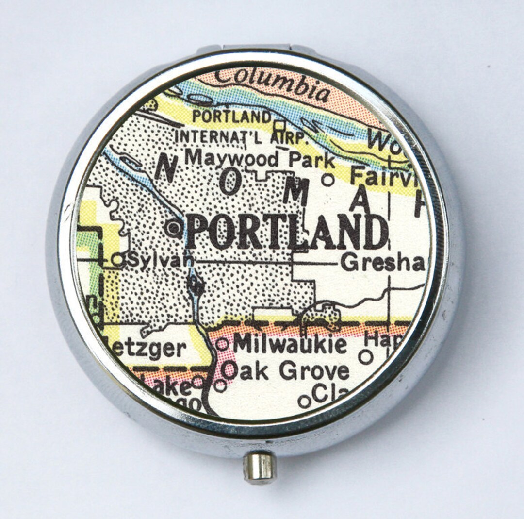 Portland Oregon PILL Case Pill Box Pillbox Holder Vintage Map City - Etsy