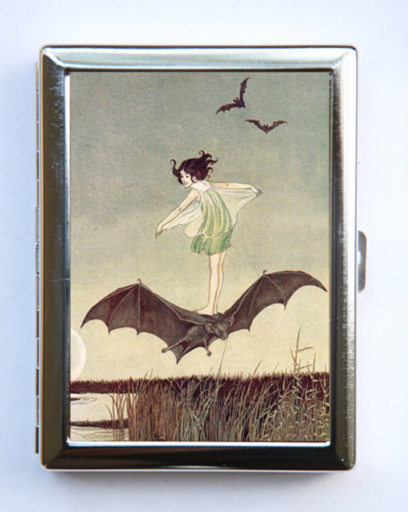 Girl Riding Bat Cigarette Case Id Case Wallet Business Card - Etsy