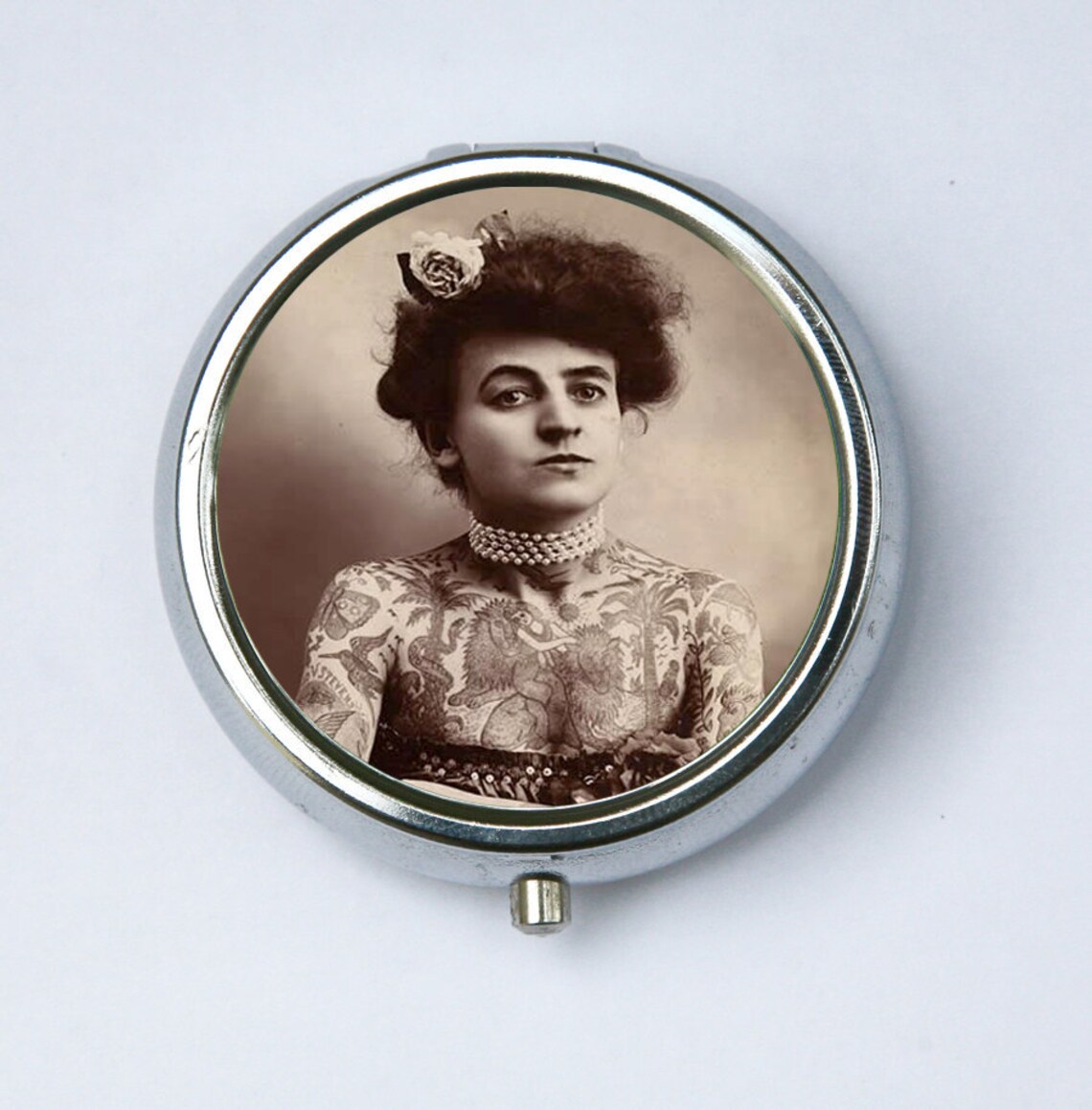 Tattooed Women Pill Case Holder Pill Box Pillbox DIY Victorian - Etsy