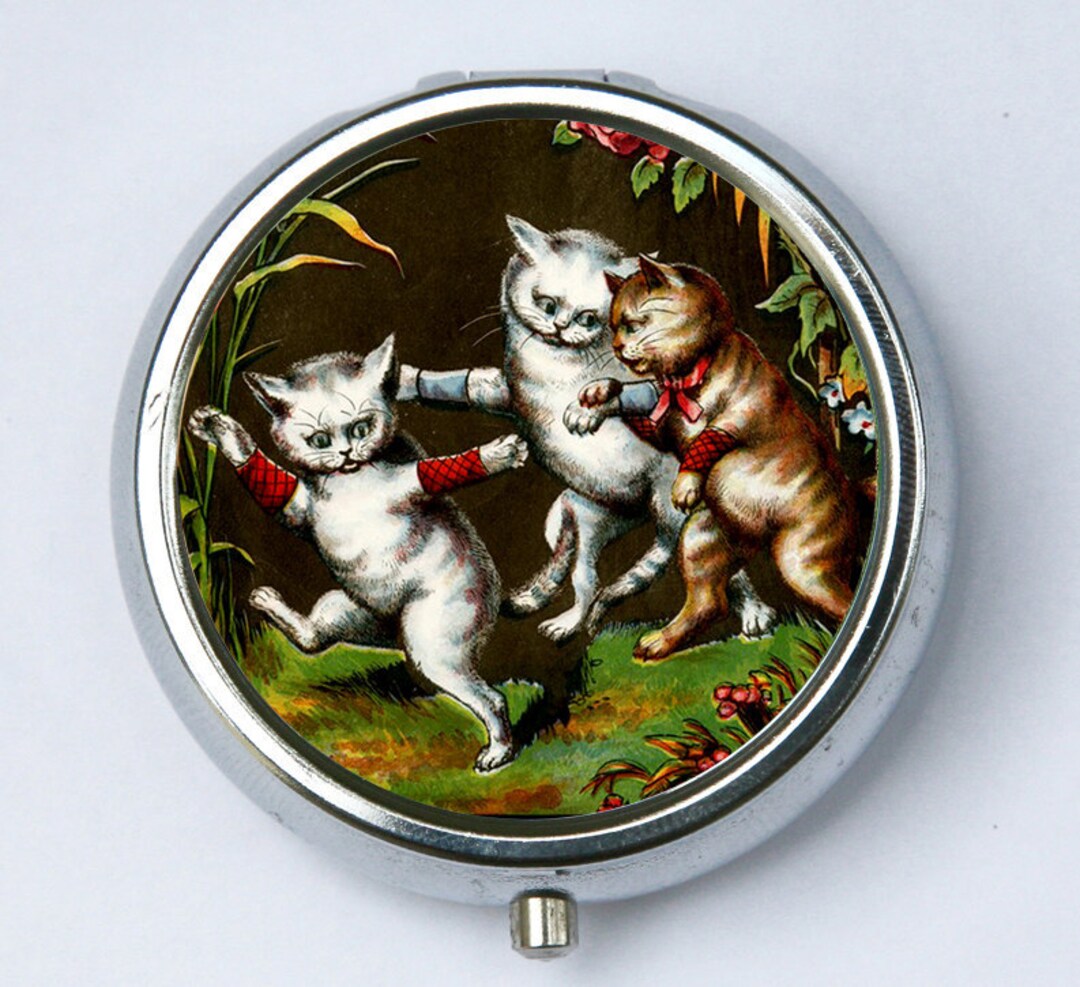 Cats PILL CASE Pillbox Pill Holder Kitsch Cute Kitten Playing - Etsy