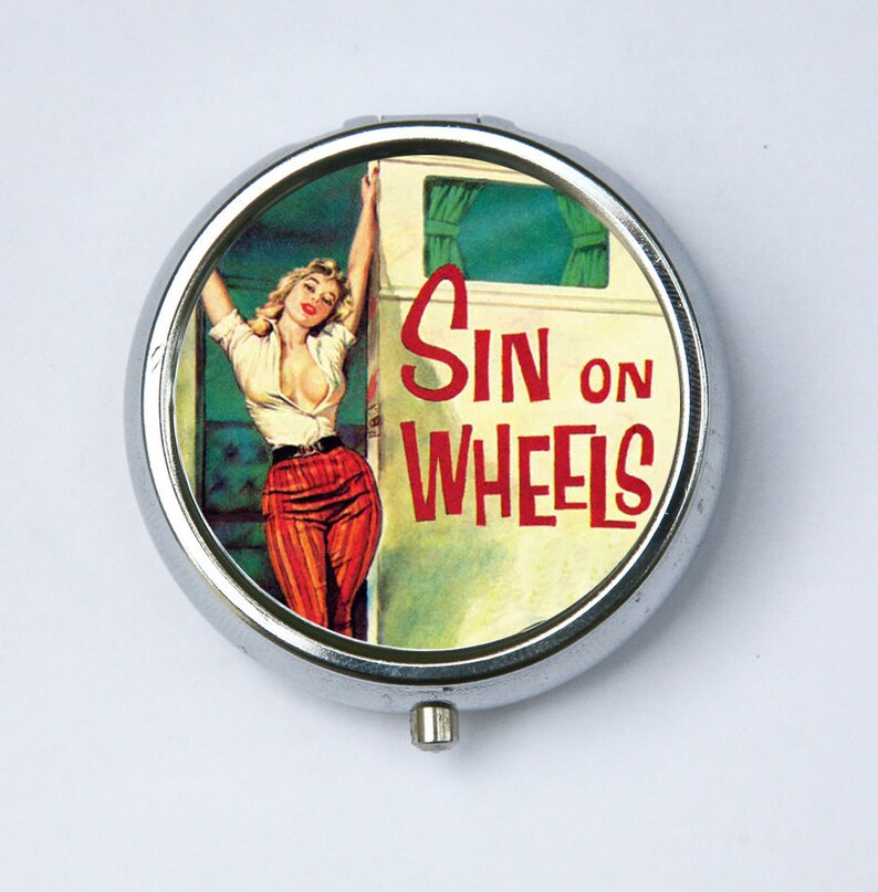 Sin on Wheels PILL CASE BOX Pillbox Holder Retro Pulp - Etsy