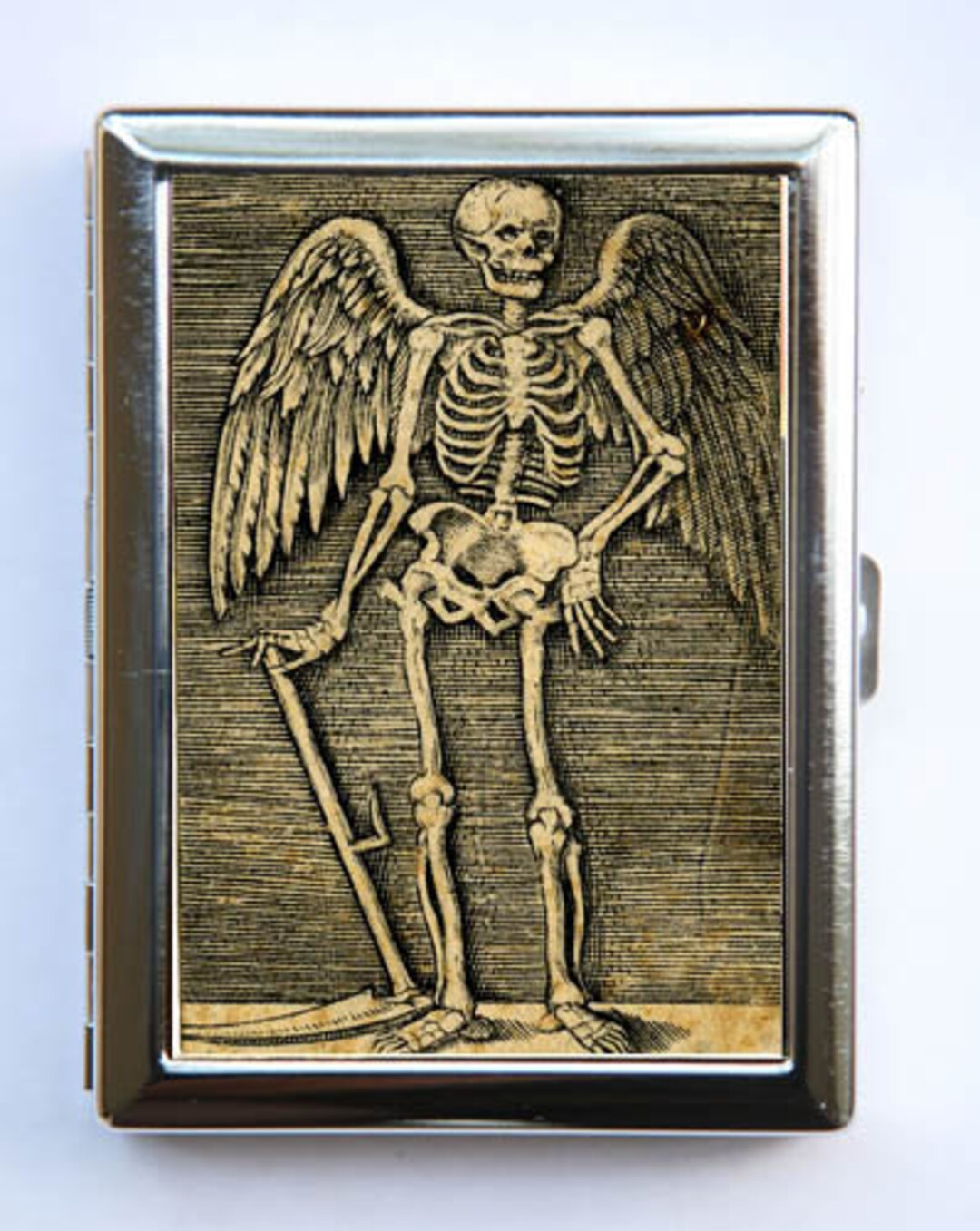 Skeleton Angel Cigarette Case Wallet Business Card Holder Psychobilly ...