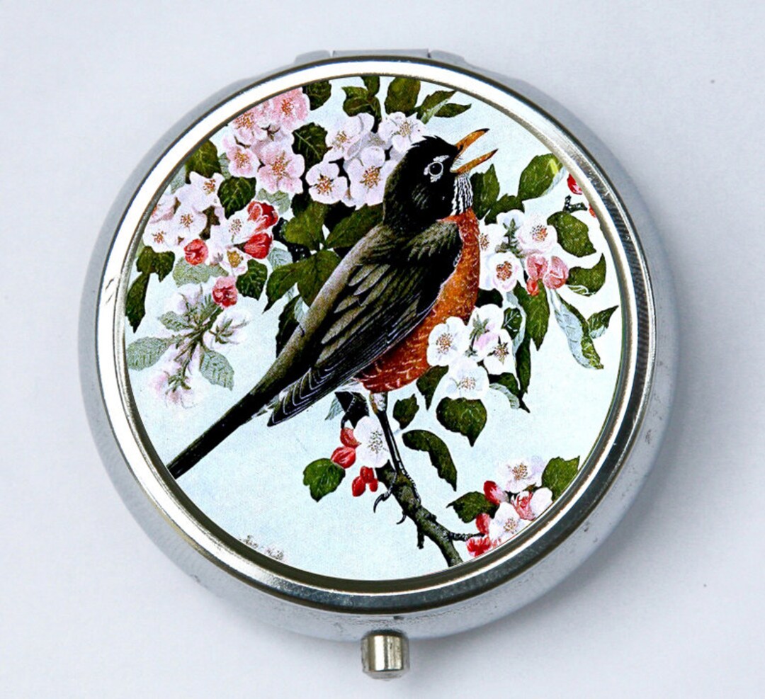 Robin Bird PILL CASE Pillbox Pill Case Pill Box Flowers Hipster Pretty ...