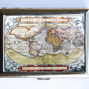 1572 World Map Cigarette Case Wallet Business Card Holder Id Case Atlas ...