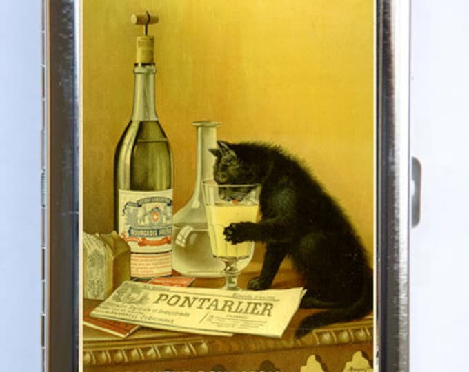 Absinthe Black Cat Poster Cigarette Case Wallet Business Card Holder ...