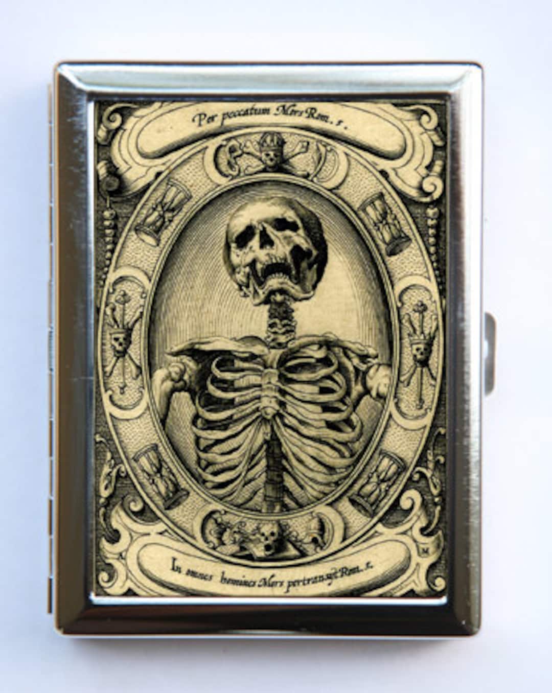 Memento Mori Skeleton Cigarette Case Wallet Business Card Holder ...