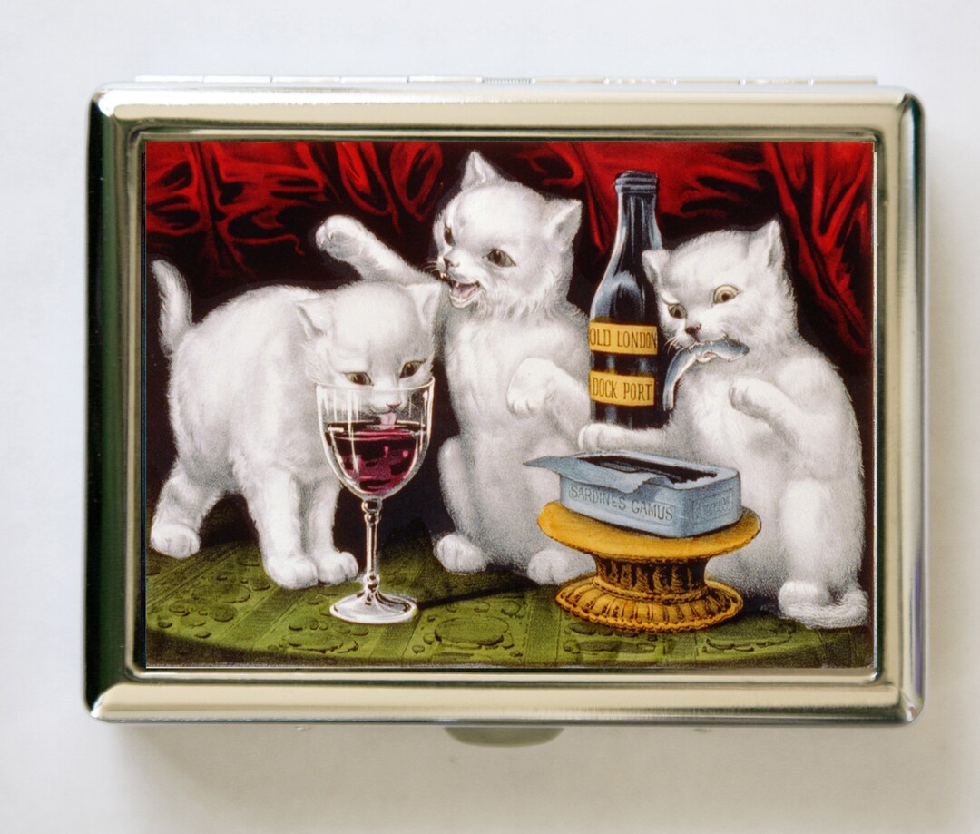CATS Cigarette Case Wallet Business Card Holder - Etsy