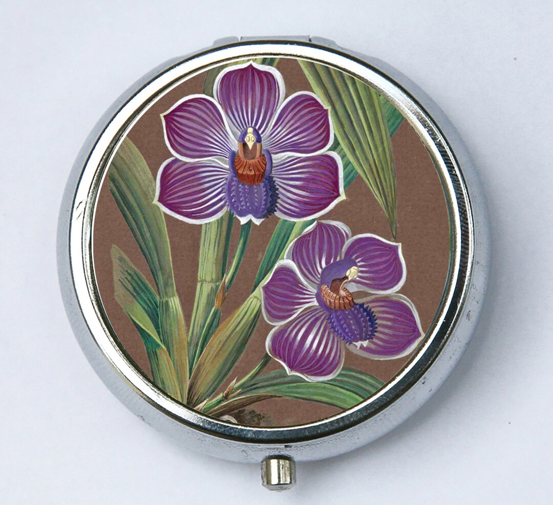 Purple Flowers Pill Case PILL Box Holder Botanical - Etsy