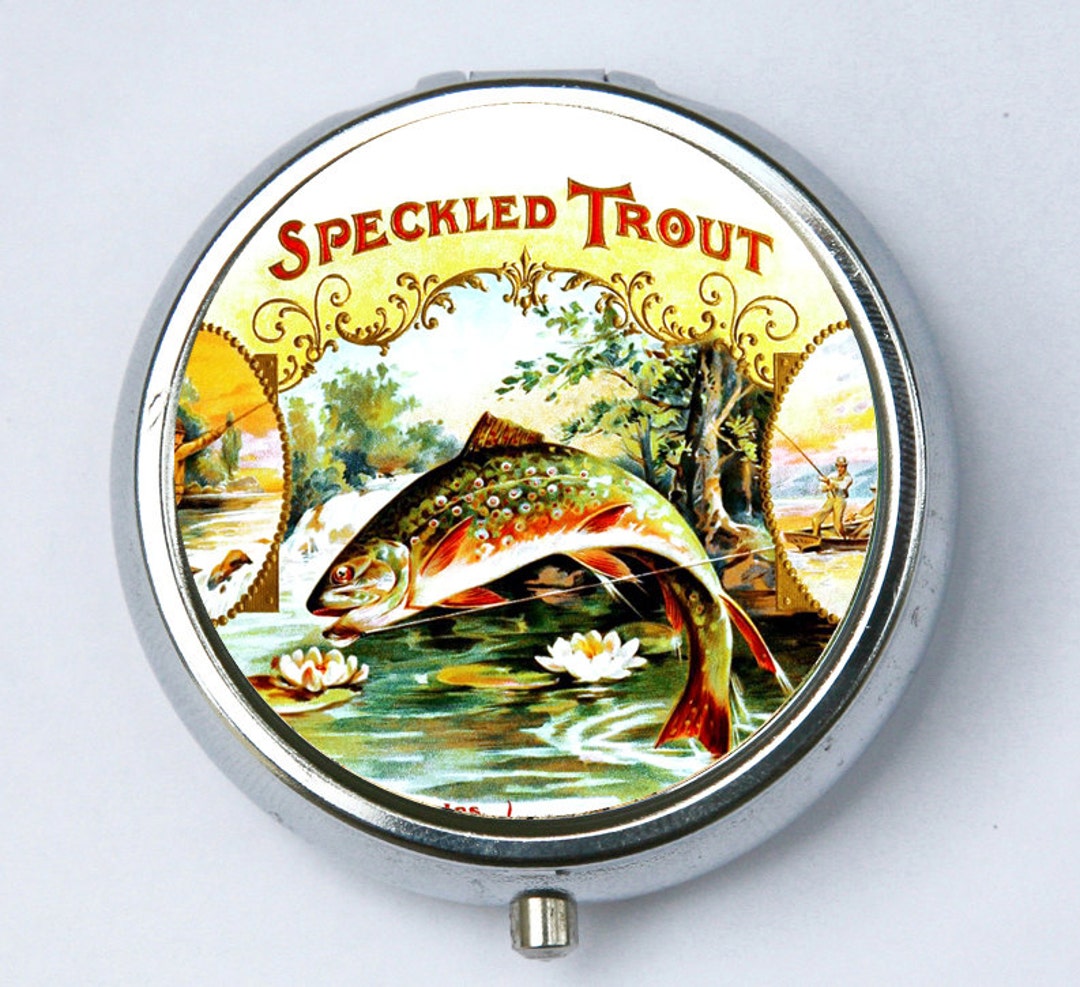 Trout Fish PILL CASE Pillbox Pill Holder Retro Hipster Fisherman ...