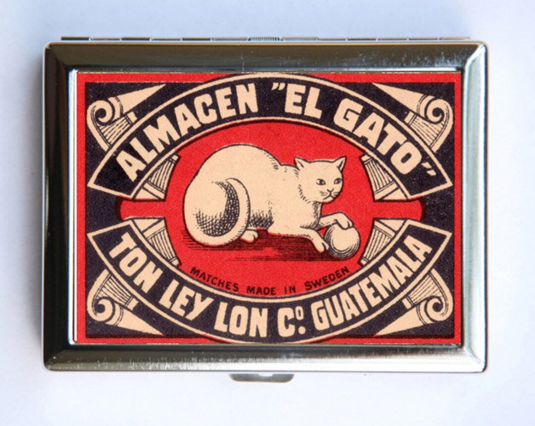 El Gato Cat Match Label Cigarette Case Wallet Business Card Holder - Etsy