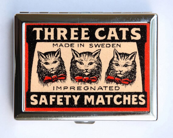 Three Cats Safety Match Cigarette Case Wallet Business Card | Etsy