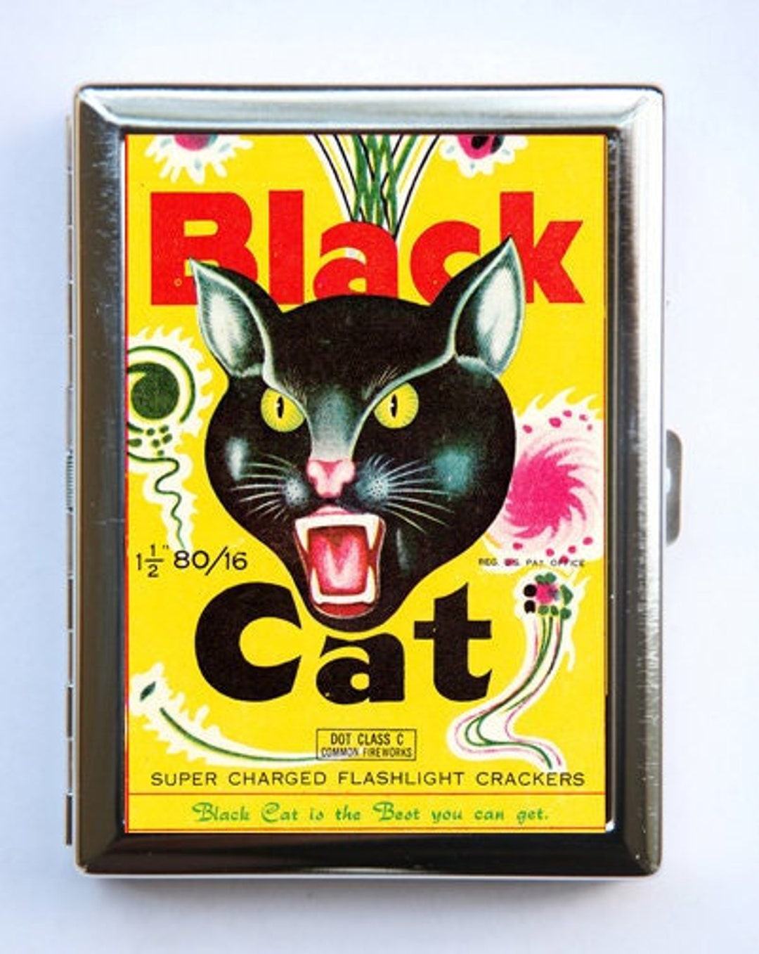 Black Cat Firework Firecracker Label Cigarette Case Wallet Business ...
