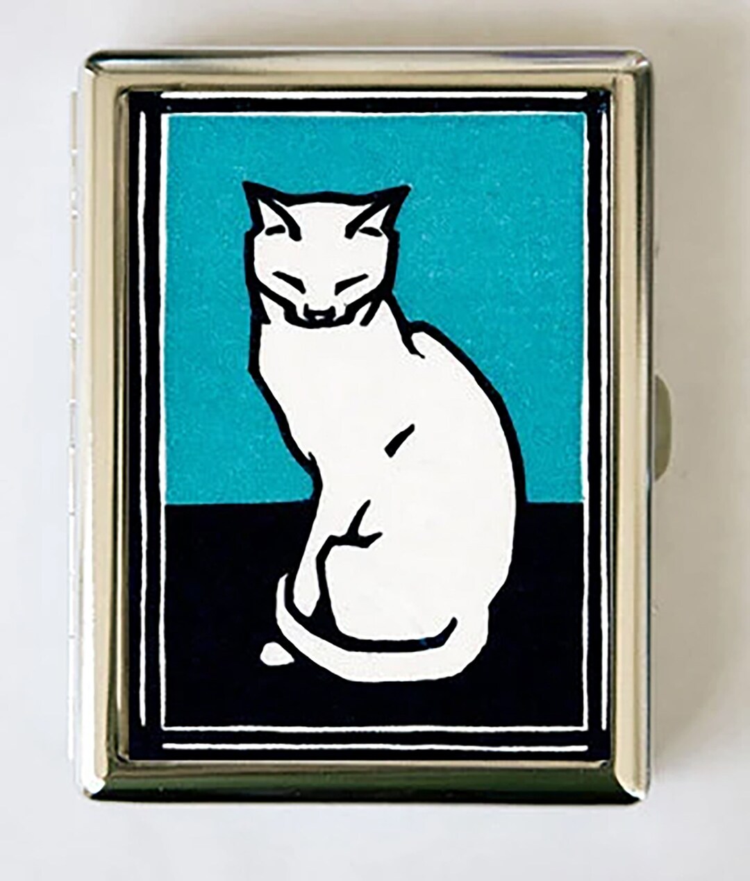 White Cat Cigarette Case Wallet Business Card Holder - Etsy