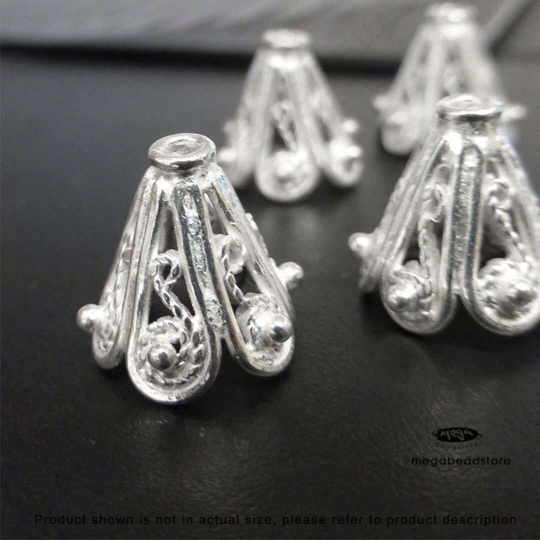 Sterling Silver Filigree Cone Bead Caps DIY Jewelry Supplies - Etsy
