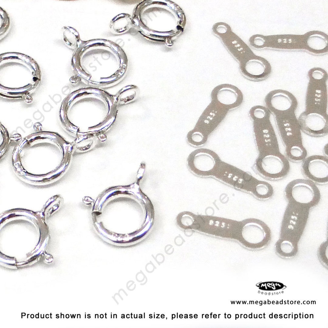 Sterling Silver Spring Clasp and Tags -20 Sets- DIY Necklace Making ...