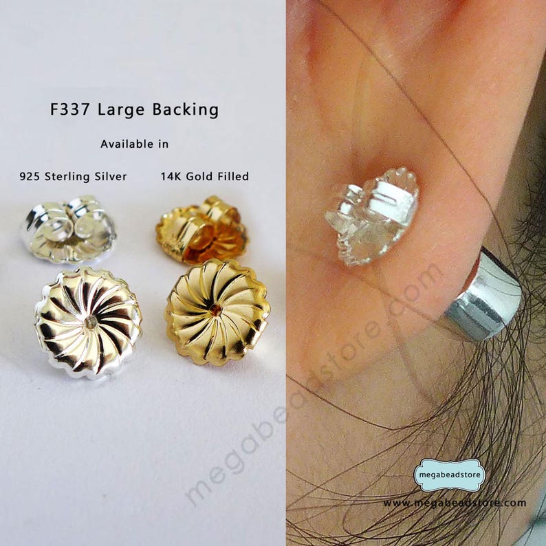 14K Gold Filled Earring Backs: Large Support, Heavy Earrings (9.2mm) - Etsy