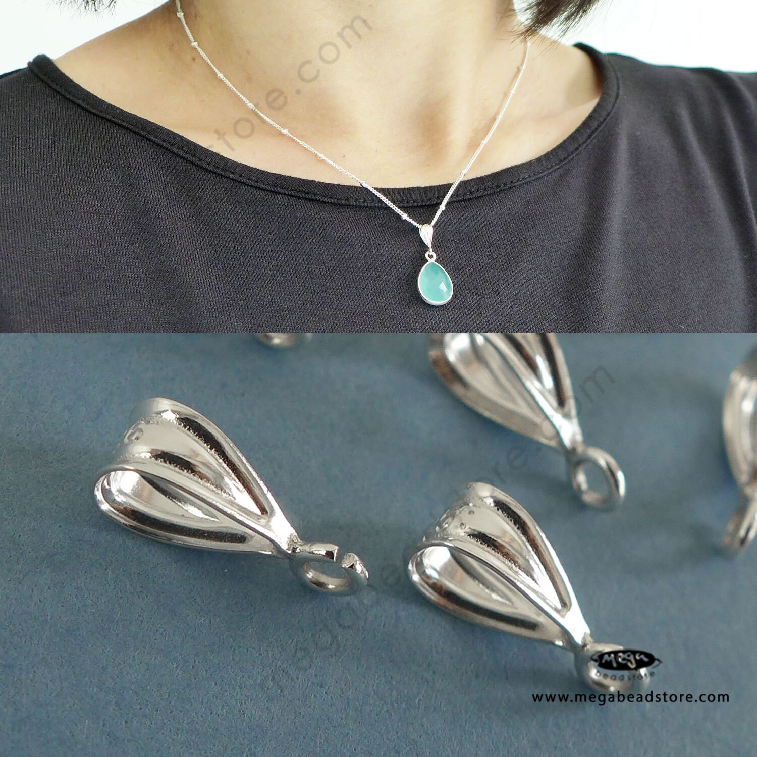5 Pieces 9mm Small Bail 925 Sterling Silver Open Loop - Etsy