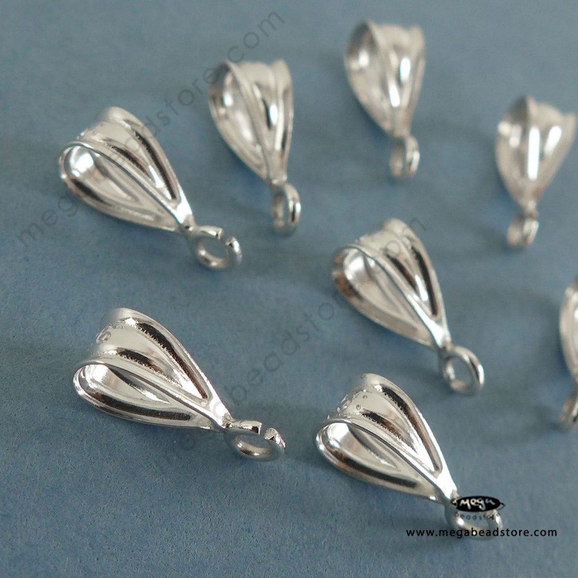 5 Pieces 9mm Small Bail 925 Sterling Silver Open Loop - Etsy