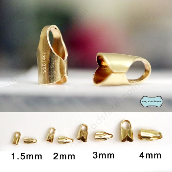 14K Gold Filled Flat Pinch End Caps Flat End Caps Size 4.0 - Etsy