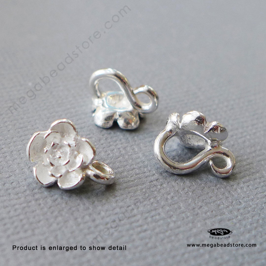 8mm Flower Rose Bail 925 Sterling Silver Pendant Charm Holder F198 - Etsy