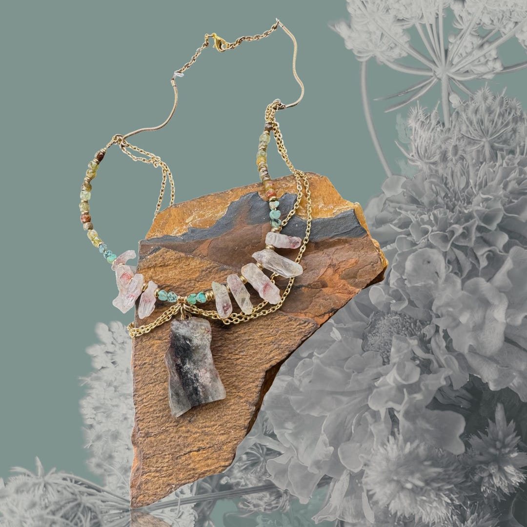 Lepidocrite Quartz Turquoise Heart Necklace/tourmaline Quartz Pendant ...