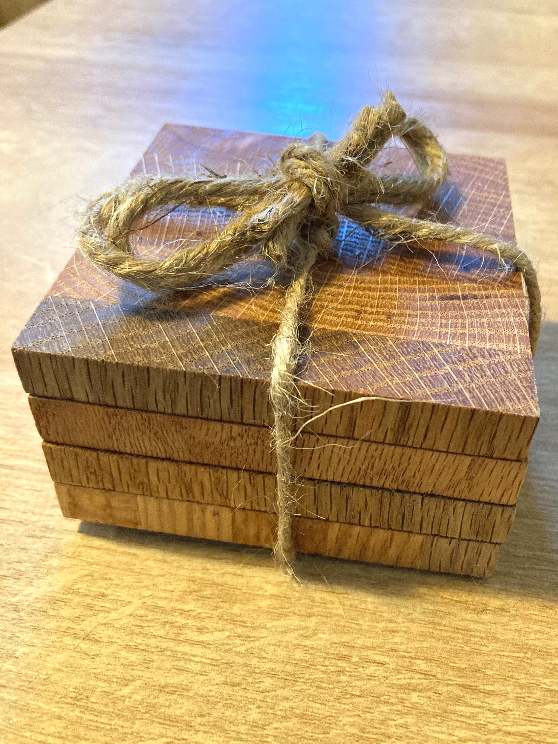 Red Oak Wood, Coasters Set of 4 Handmade, Rustic, Wood Grain, - Etsy