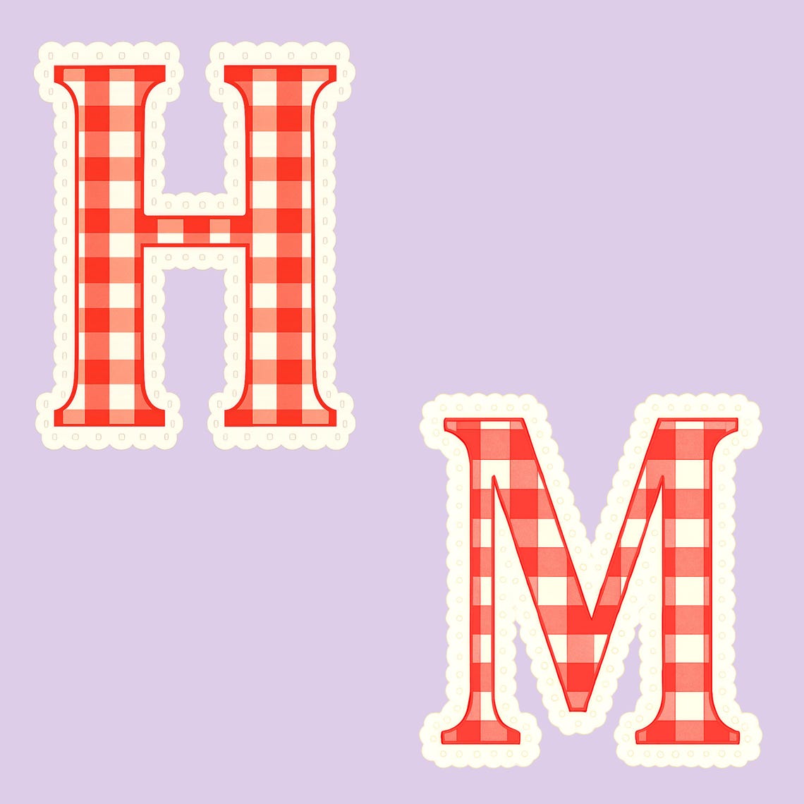 Red Gingham Alphabet PNG: Lace Border, Bilingual Font (digital Download ...