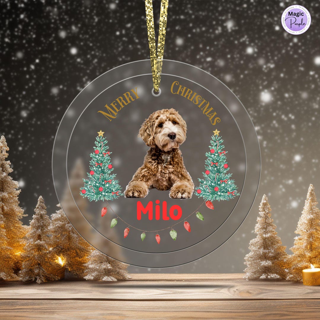 Goldendoodle Merry Christmas Personalized Acrylic Ornament, Gift for ...