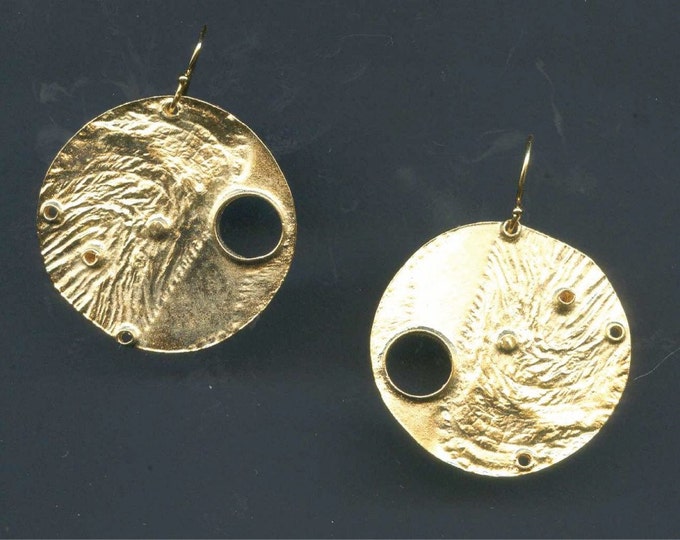 Large Gold Reticulated Disc Earring - Etsy