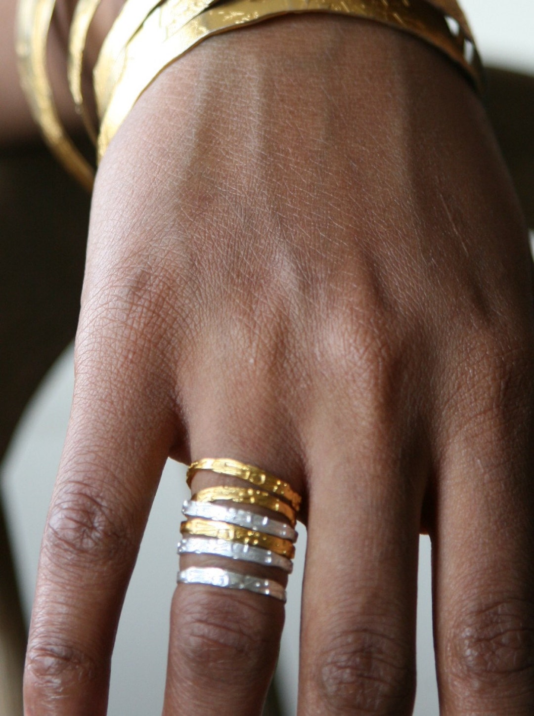 Flatten the Earth - Etched Stackable Ring - Gold or Sterling Silver ...