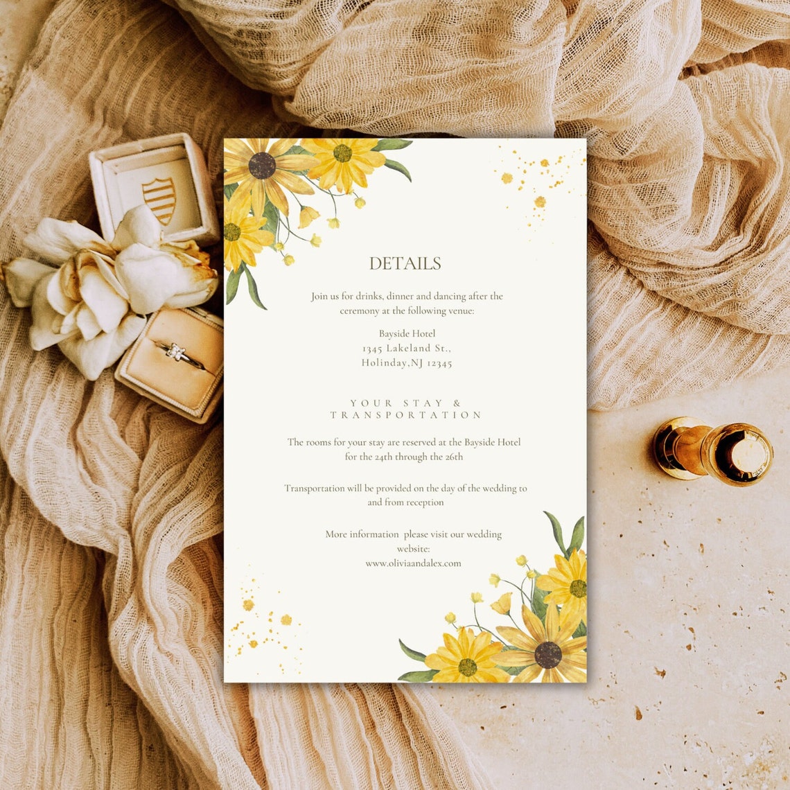 Sunflower Wedding Invitation, Wedding Invitations, Floral Wedding ...