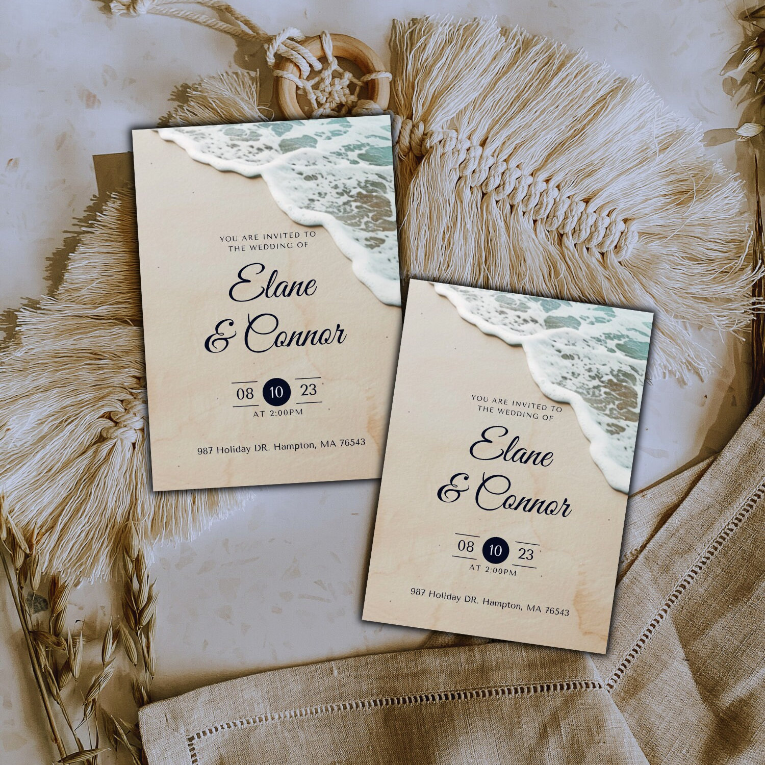 Beach Wedding Invitation, Beach Themed Wedding Invitation, Ocean ...