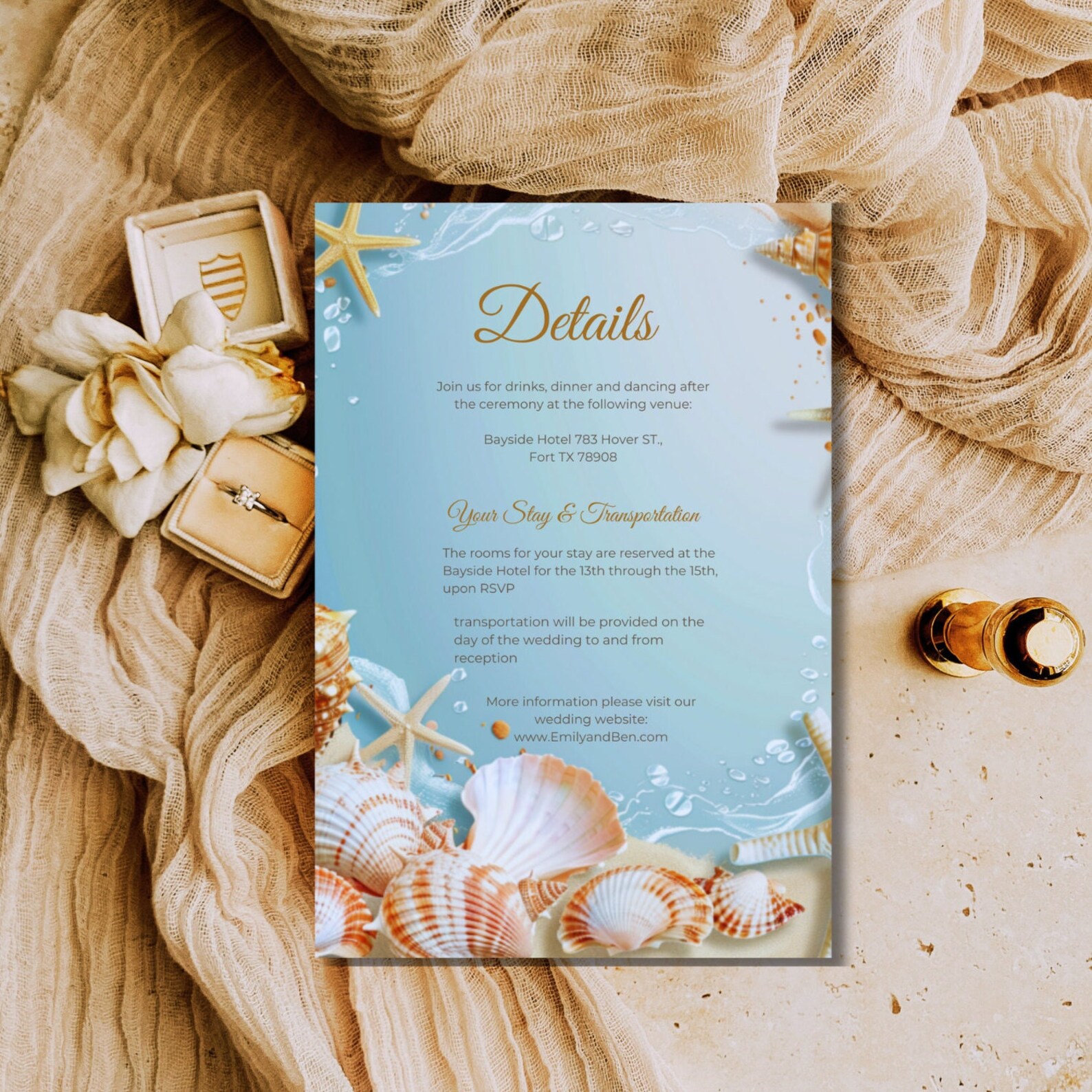 Beach Wedding Invitation, Beach Themed Wedding Invitation, Ocean ...