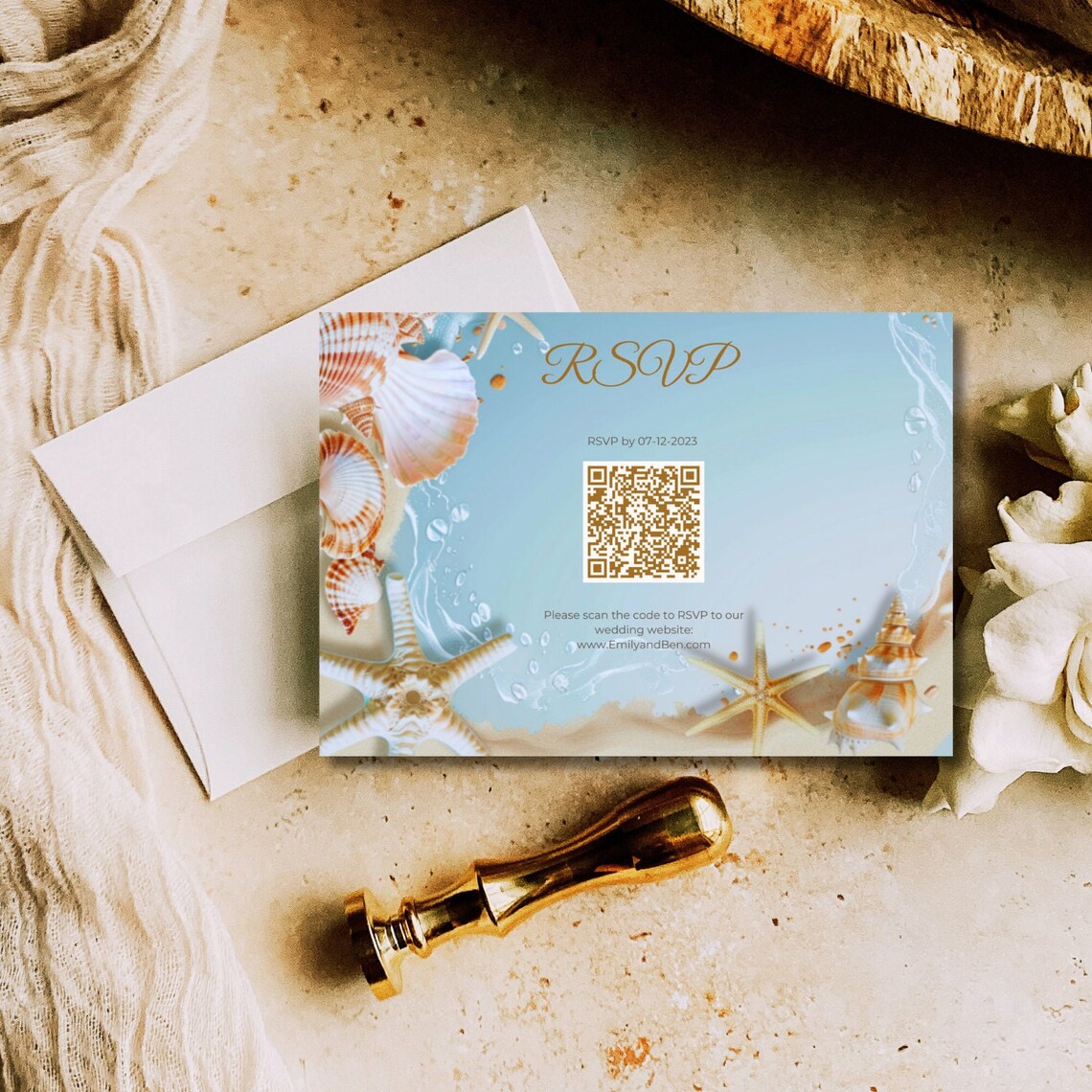 Beach Wedding Invitation, Beach Themed Wedding Invitation, Ocean ...