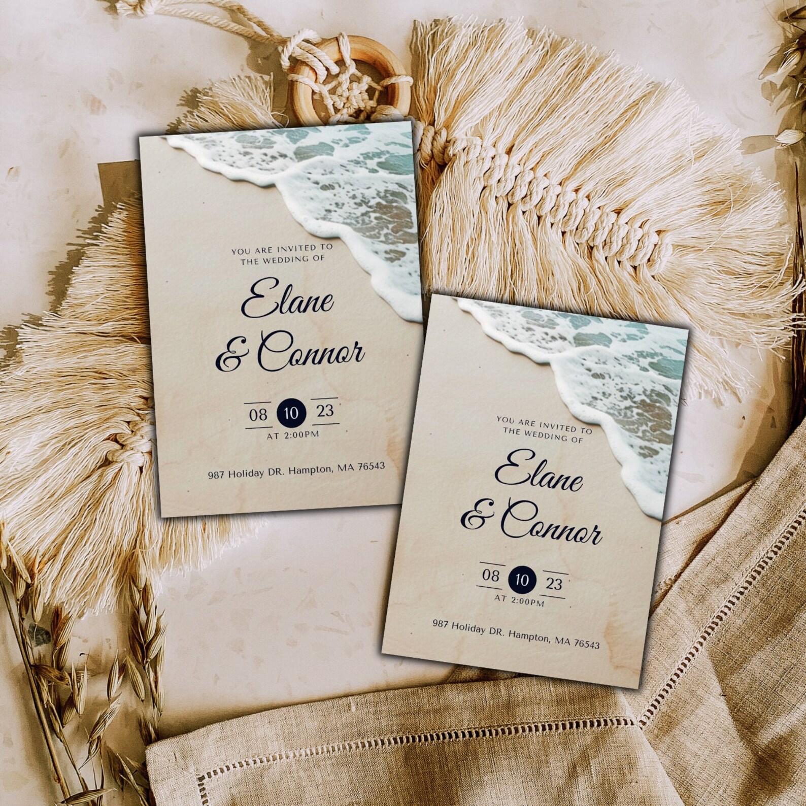 Beach Wedding Invitation, Beach Themed Wedding Invitation, Ocean ...