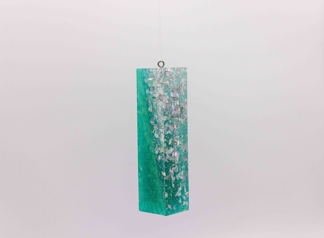 Unique Handmade With Liquid Teal and Silver Shimmer Glitter Ornament - Etsy