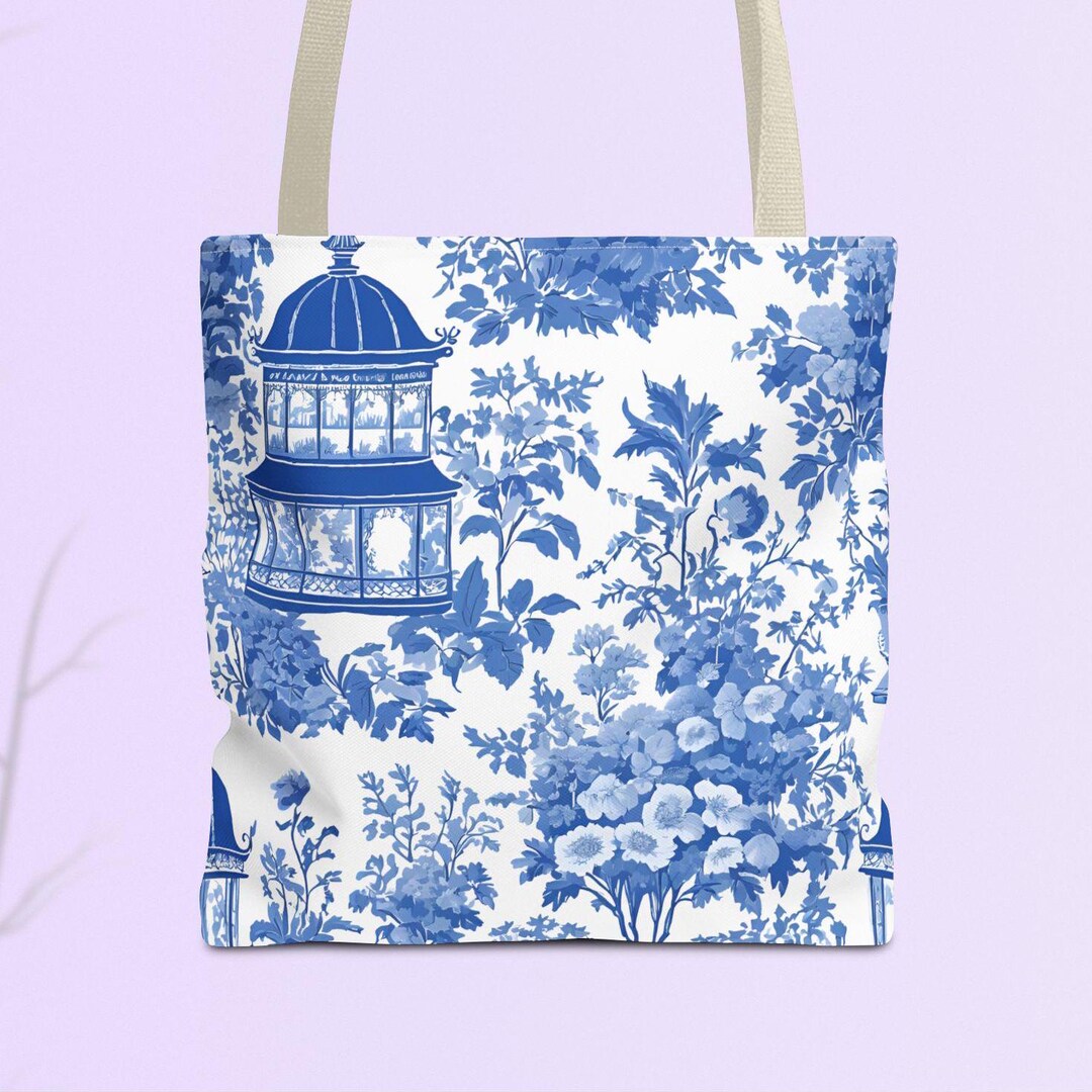 Toile De Jouy Tote Bag. French Toile Accessories, Fairy Fantasy Garden ...