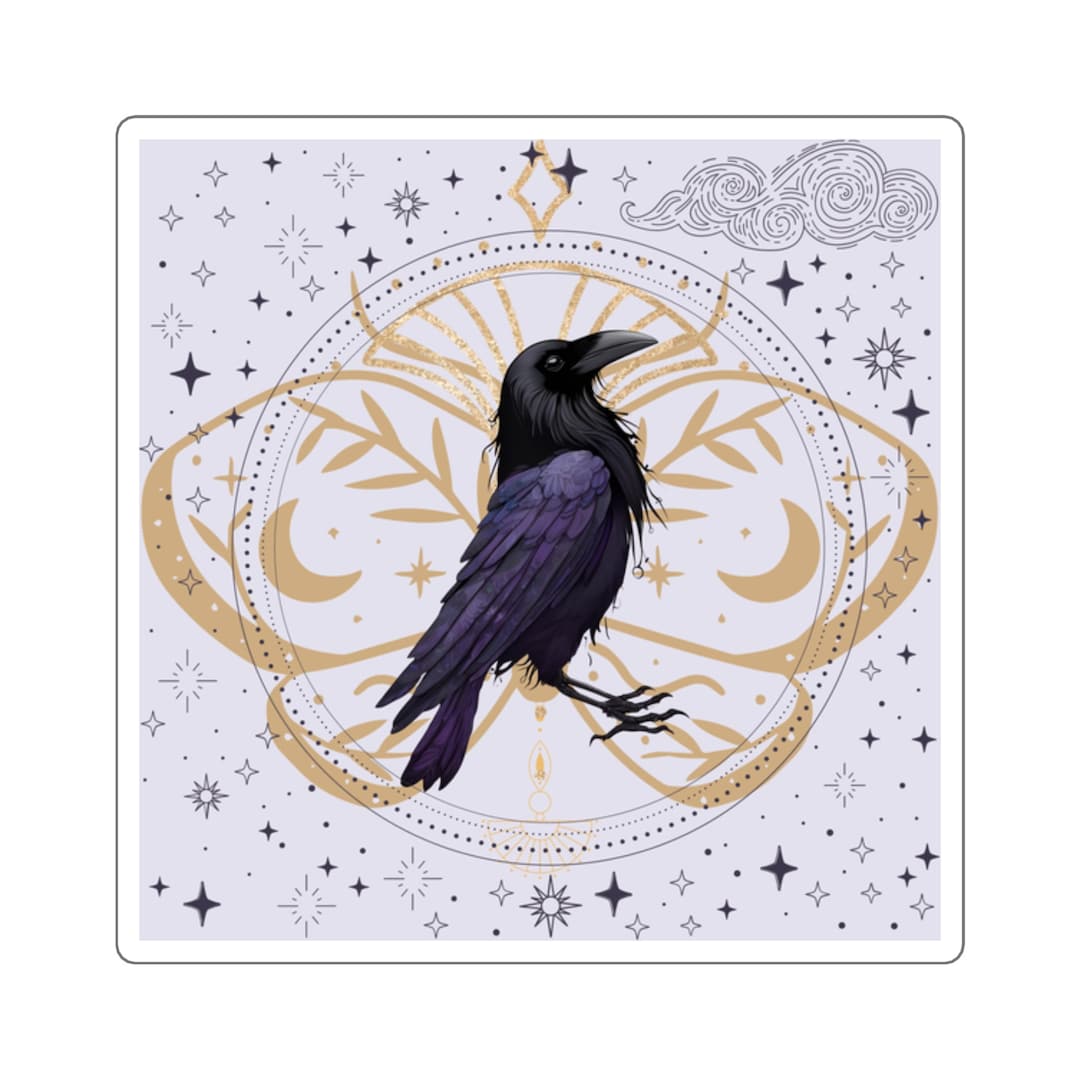Raven Sticker, Raven Celestial Sticker, Whimsigoth Witchy Sticker ...