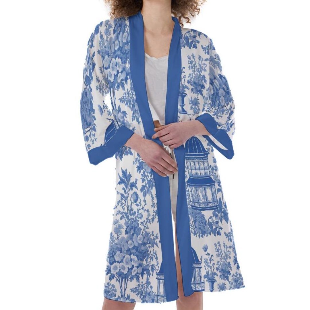 Coquette French Toile Robe, Toile De Jouy Sleepwear, Chinoiserie Print ...