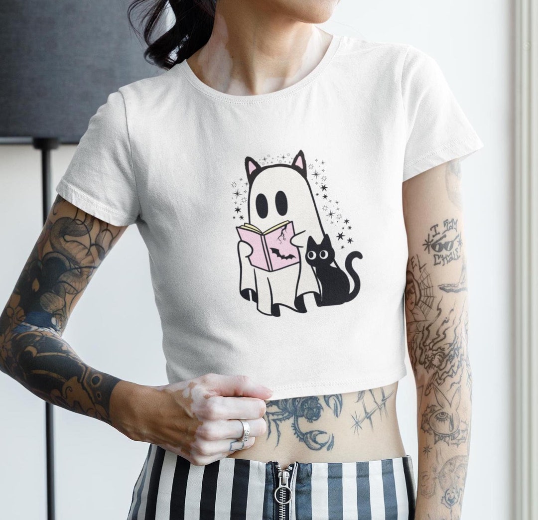 Halloween Babytee, Ghost Crop Top, Very Cutesy Demure Fall, Cute Trick ...