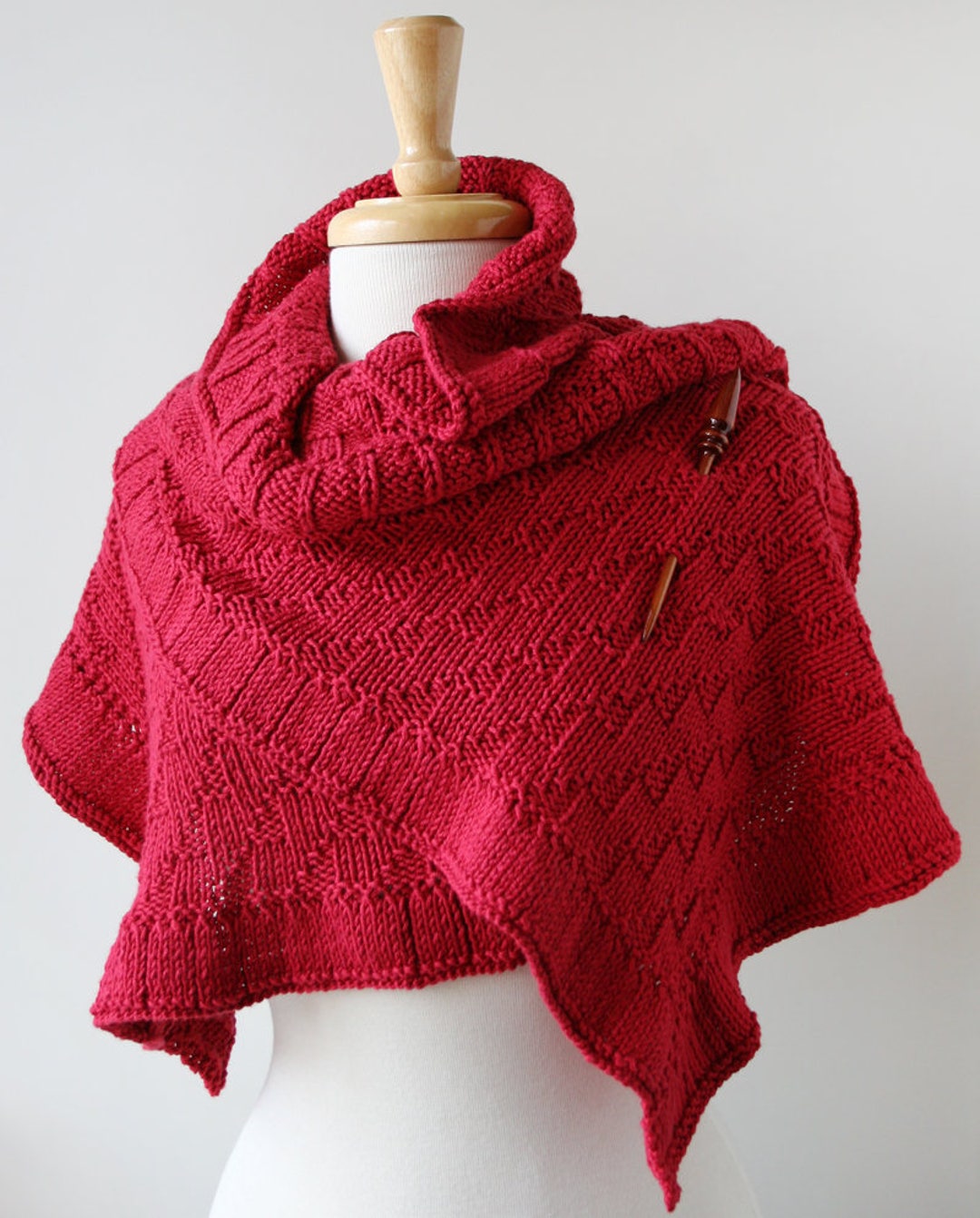Red Rococo Knit Shawl, Cotton Silk Blend, Ruffle Wrap - Etsy