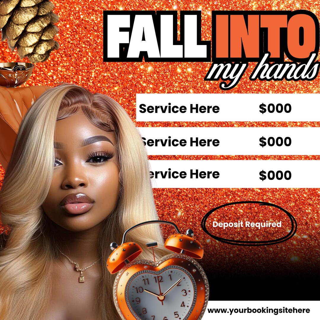 Fall Salon Flyer Template: Editable Beauty Services Price List (digital ...