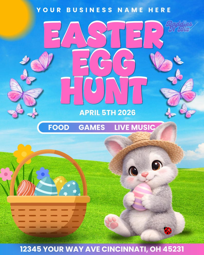 Editable Easter Egg Hunt Flyer Template | Kids Spring Festival Invite ...