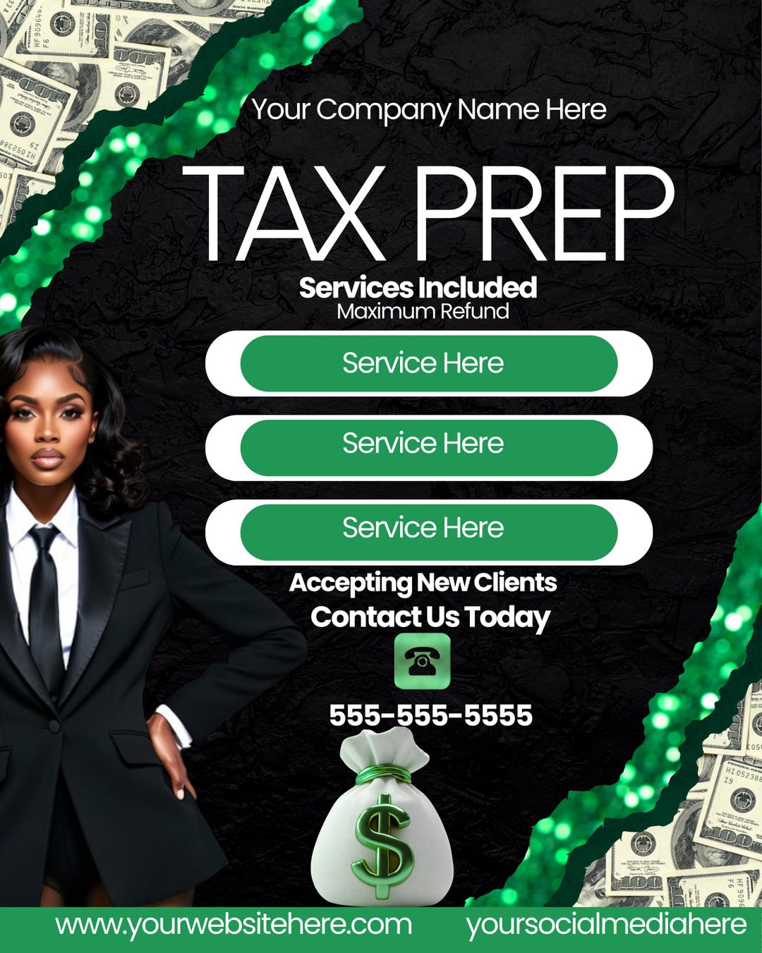 Tax Prep Flyer Template | Ripped Frame Canva Ad (digital Download) - Etsy