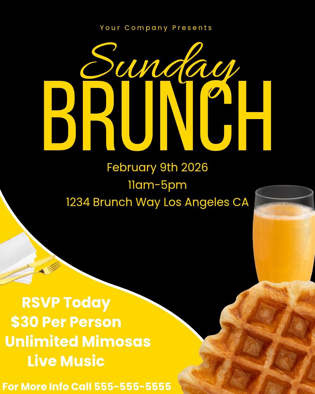 Luxury Sunday Brunch Flyer Template | Girly Restaurant Event (canva ...